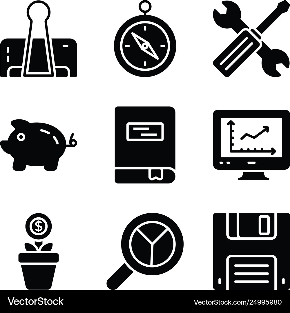 Finance and business icons pack Royalty Free Vector Image