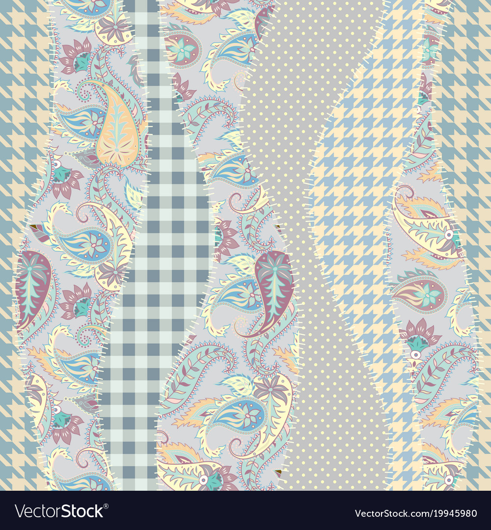Geometric patchwork pattern of waves Royalty Free Vector