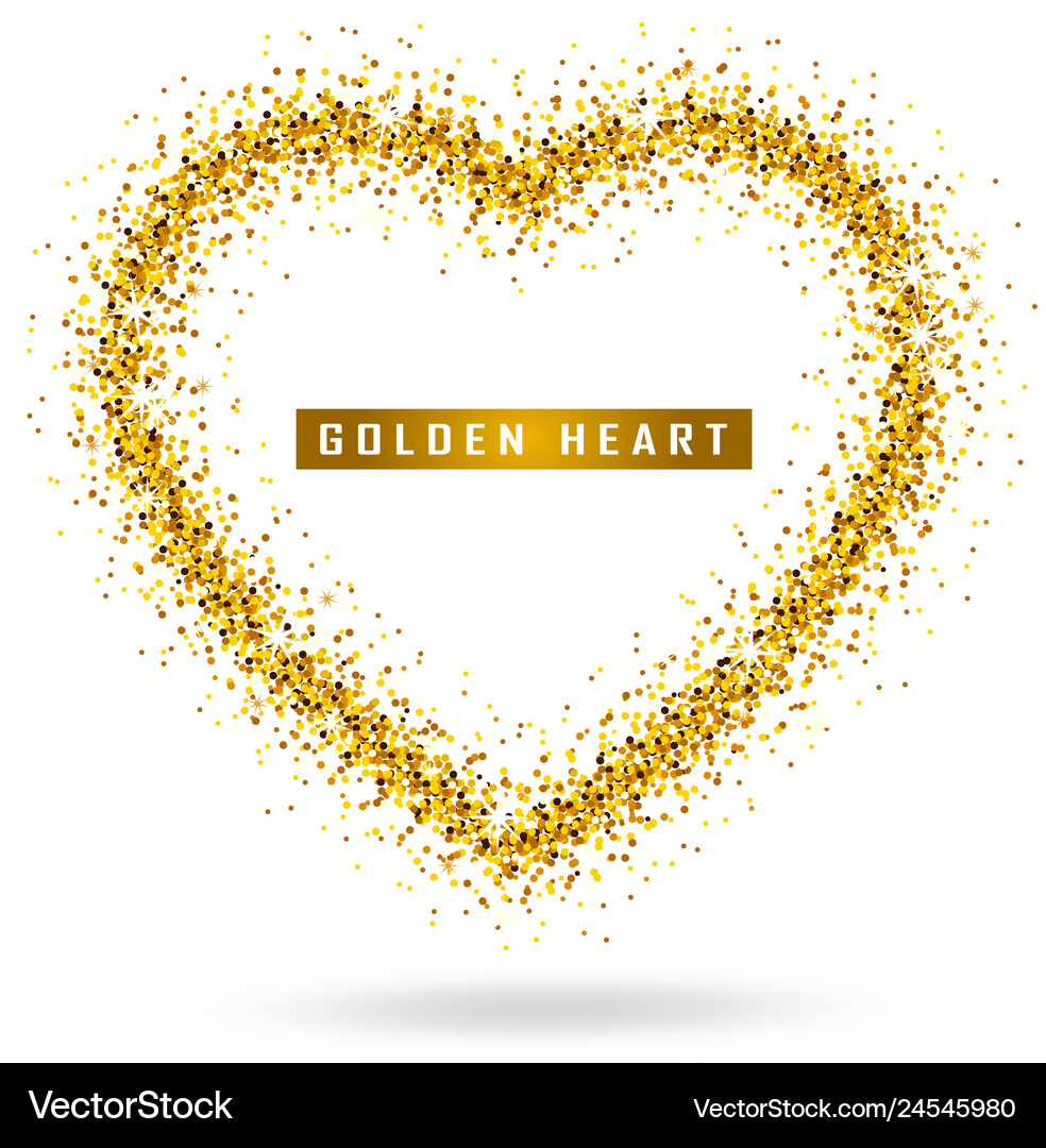 Gold heart on transparent background Royalty Free Vector