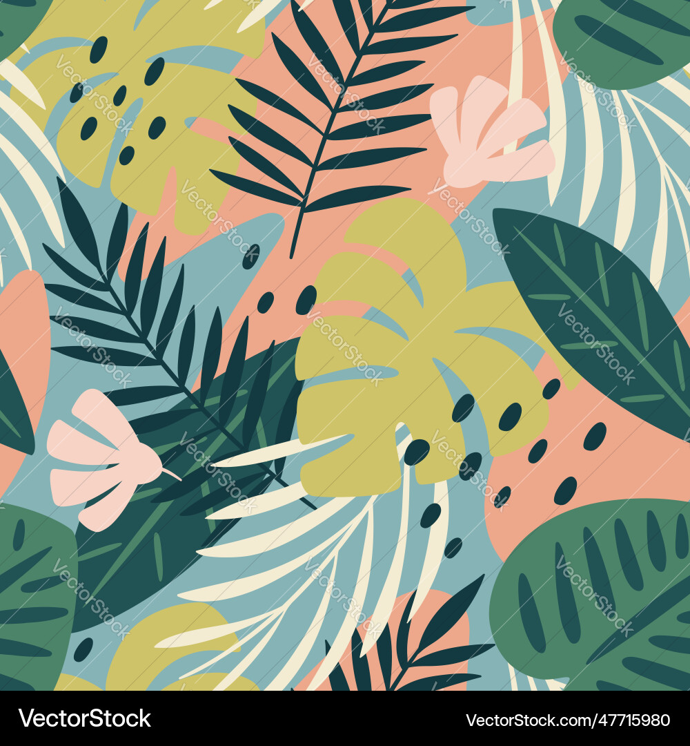 Green tropical seamless pattern Royalty Free Vector Image