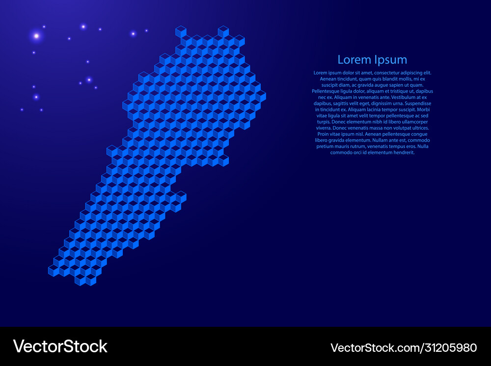 Lebanon map from 3d classic blue color cubes Vector Image