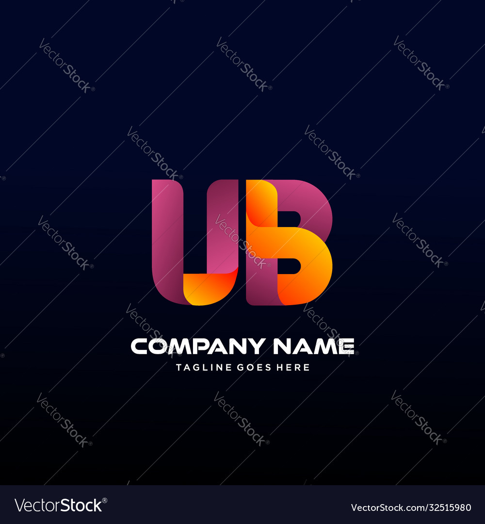 Letter ub initial logo with colorful Royalty Free Vector