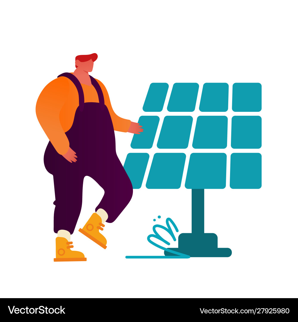 Renewable green energy concept man in working Vector Image