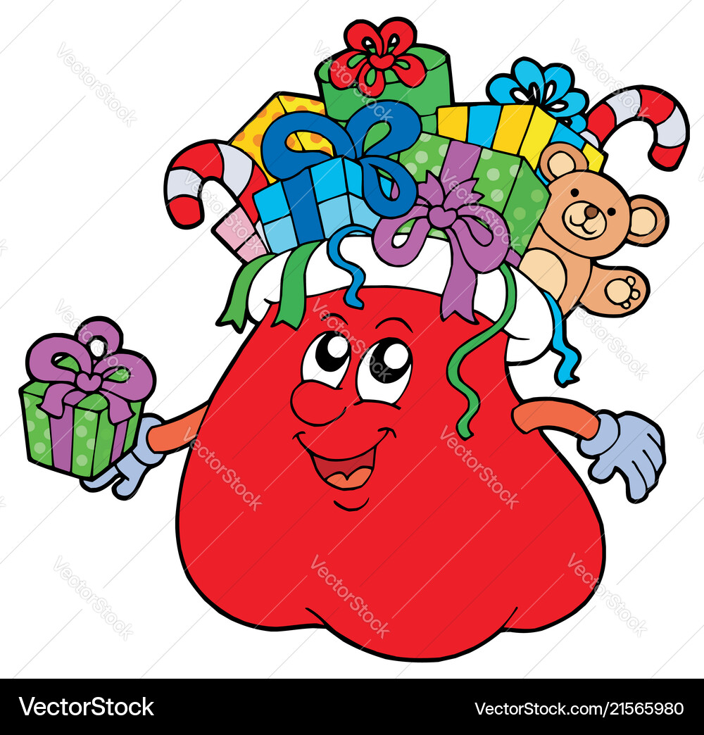 Santas bag with gifts isolated Royalty Free Vector Image