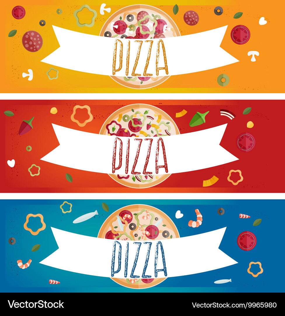 Set of banners for theme pizza with different Vector Image