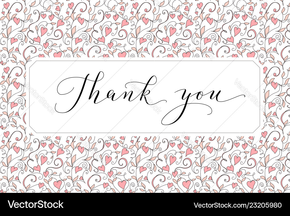 Thank you card with hand written custom Royalty Free Vector