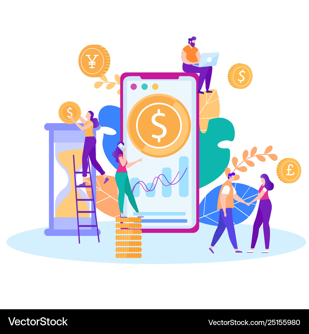 Time money management online control flat banner Vector Image