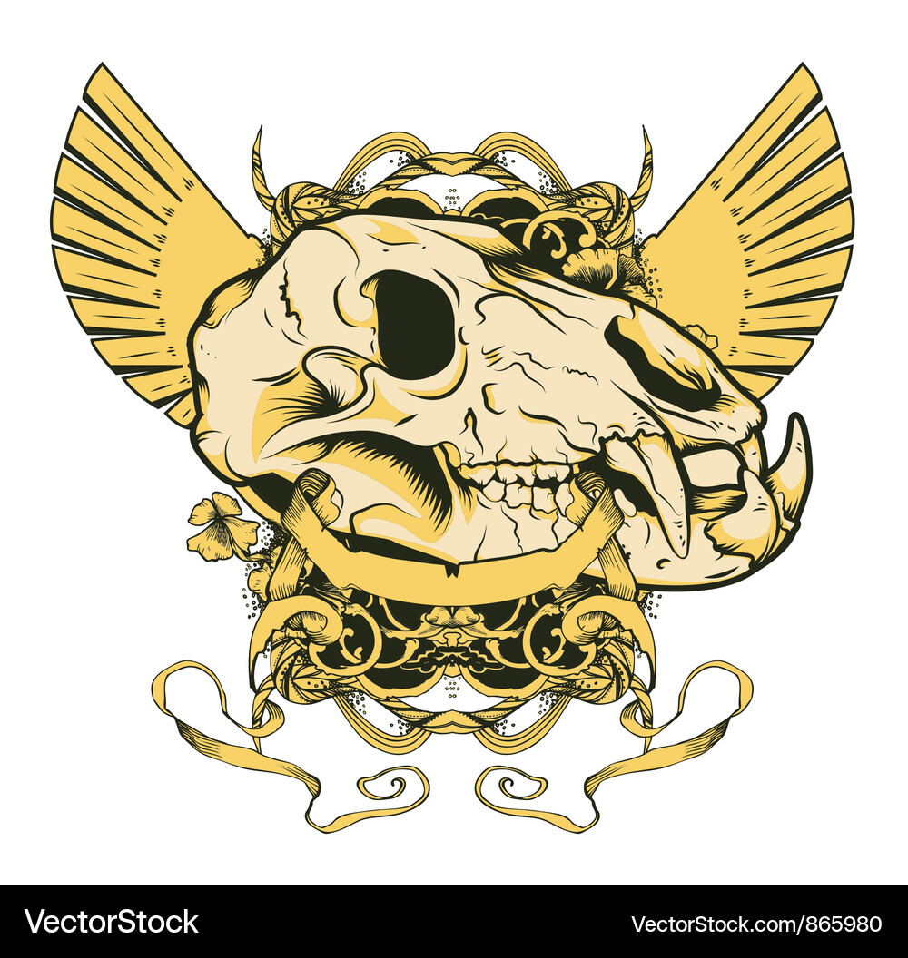 Vintage emblem with animal skull Royalty Free Vector Image