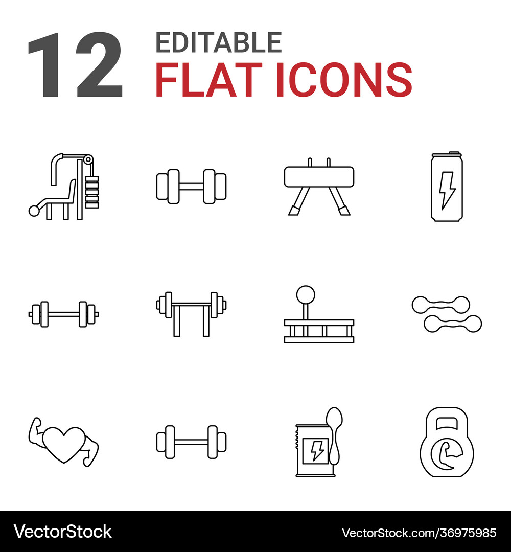 12 bodybuilding icons Royalty Free Vector Image
