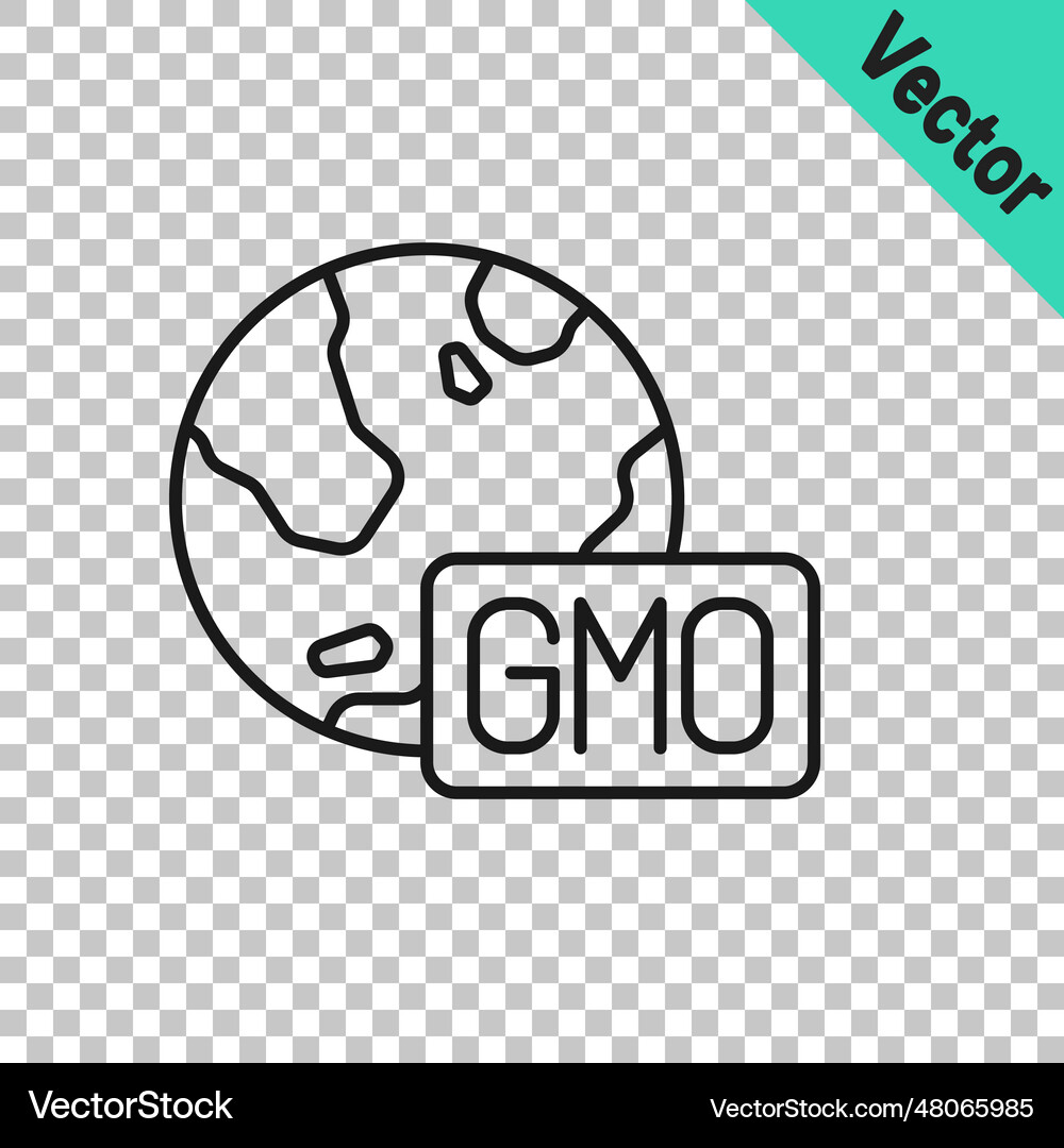 Black line gmo icon isolated on transparent Vector Image