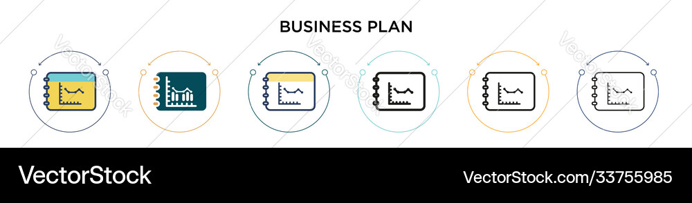 Business plan icon in filled thin line outline Vector Image