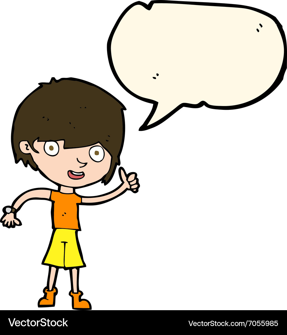 Cartoon boy with positive attitude speech Vector Image