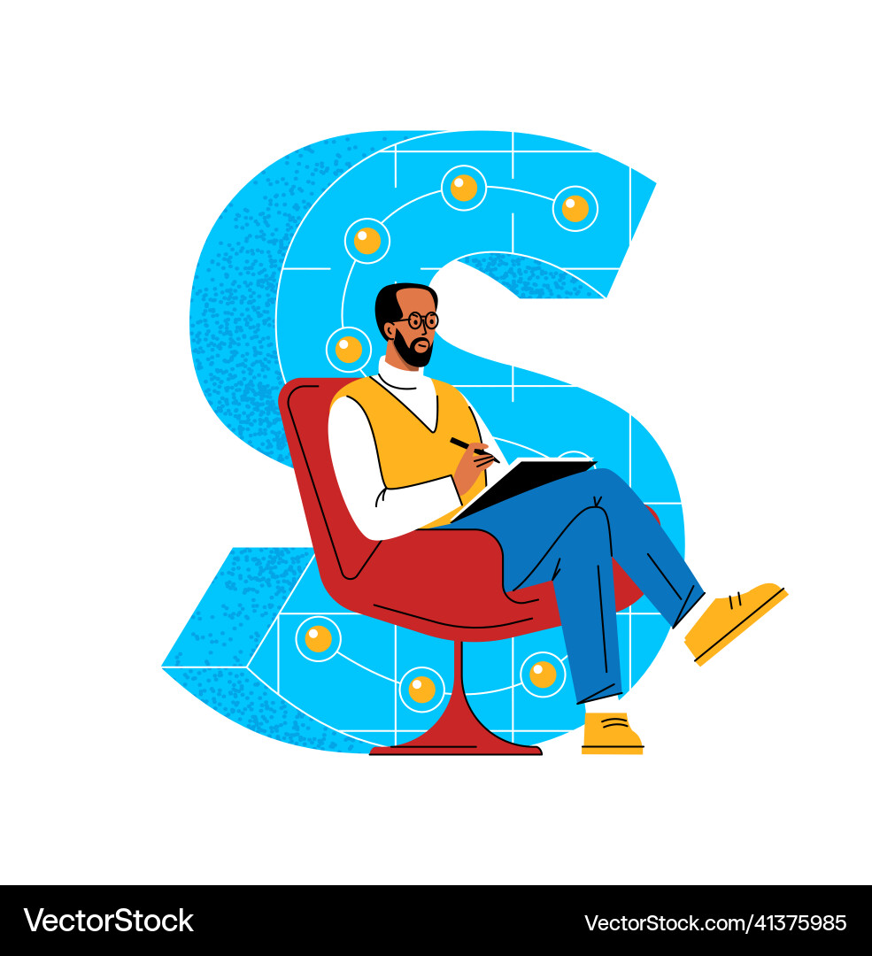 English alphabet with people characters Royalty Free Vector