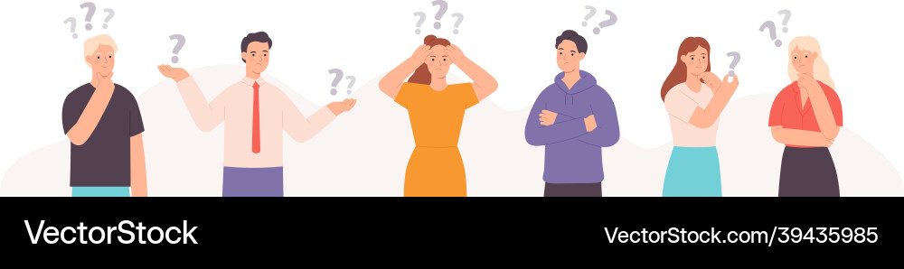 Group of thinking indecisive and confused flat Vector Image
