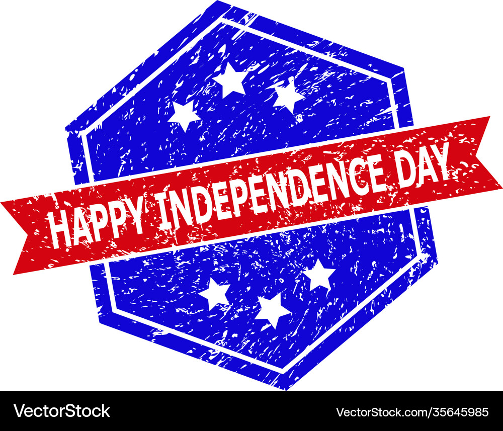 Hexagon bicolor happy independence day watermark Vector Image