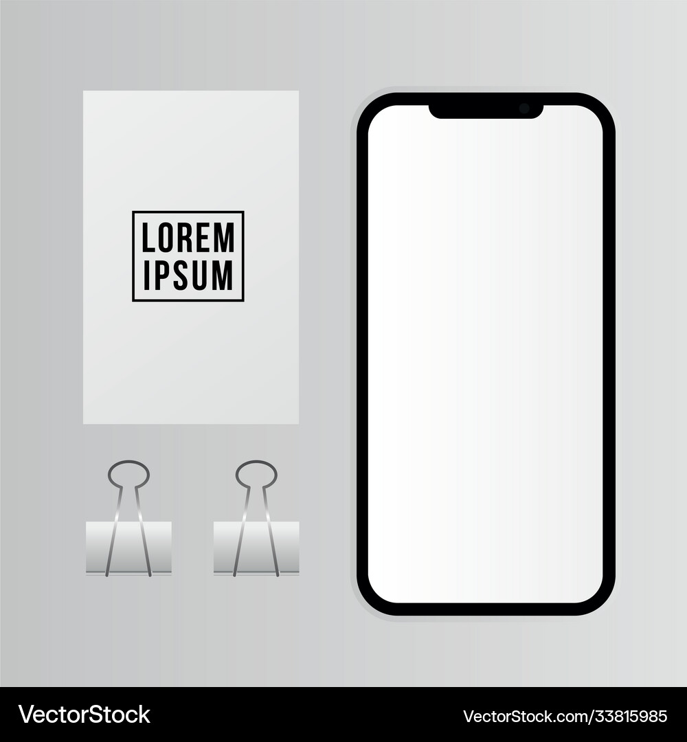 Mockup smartphone paper and clips design Vector Image