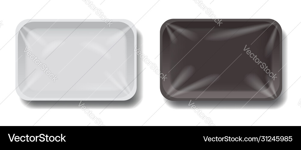 Plastic trays set isolated 3d design food Vector Image