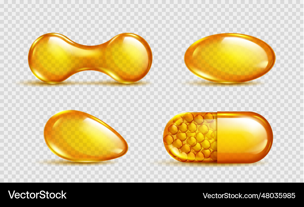 Realistic 3d oil capsule on transparent background