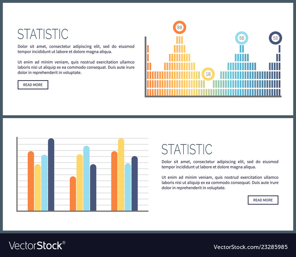 Statistic web pages visualized information charts Vector Image