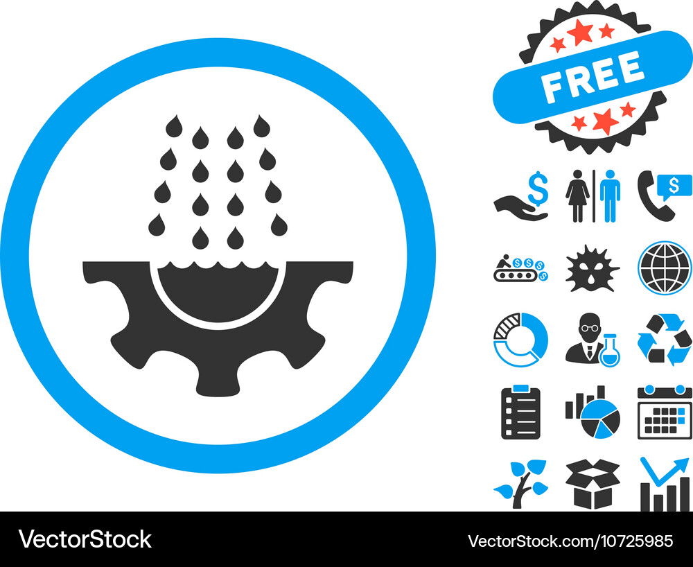 Water service gear flat icon with bonus Royalty Free Vector