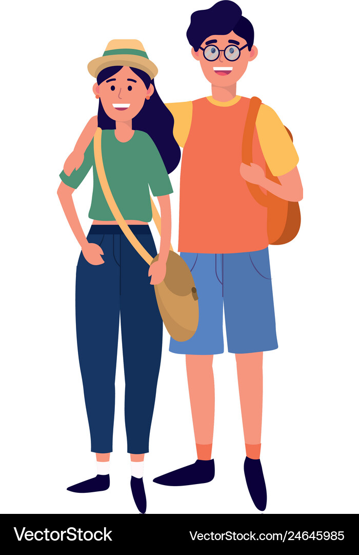 Young people friends cartoon Royalty Free Vector Image