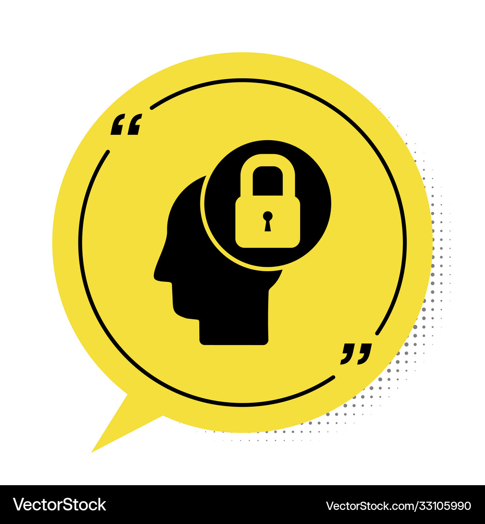 Black human head with lock icon isolated on white Vector Image