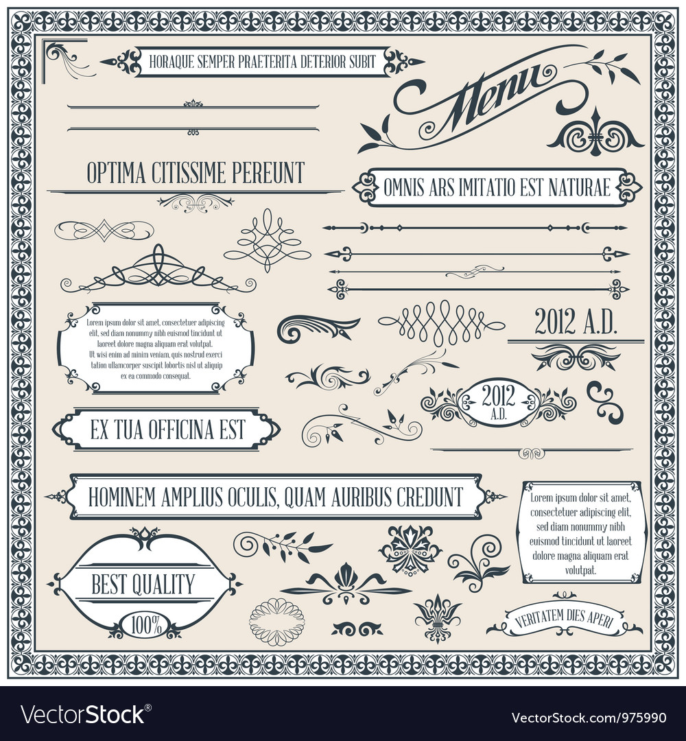 Calligraphic design elements Royalty Free Vector Image Calligraphic design elements Royalty Free Vector Image