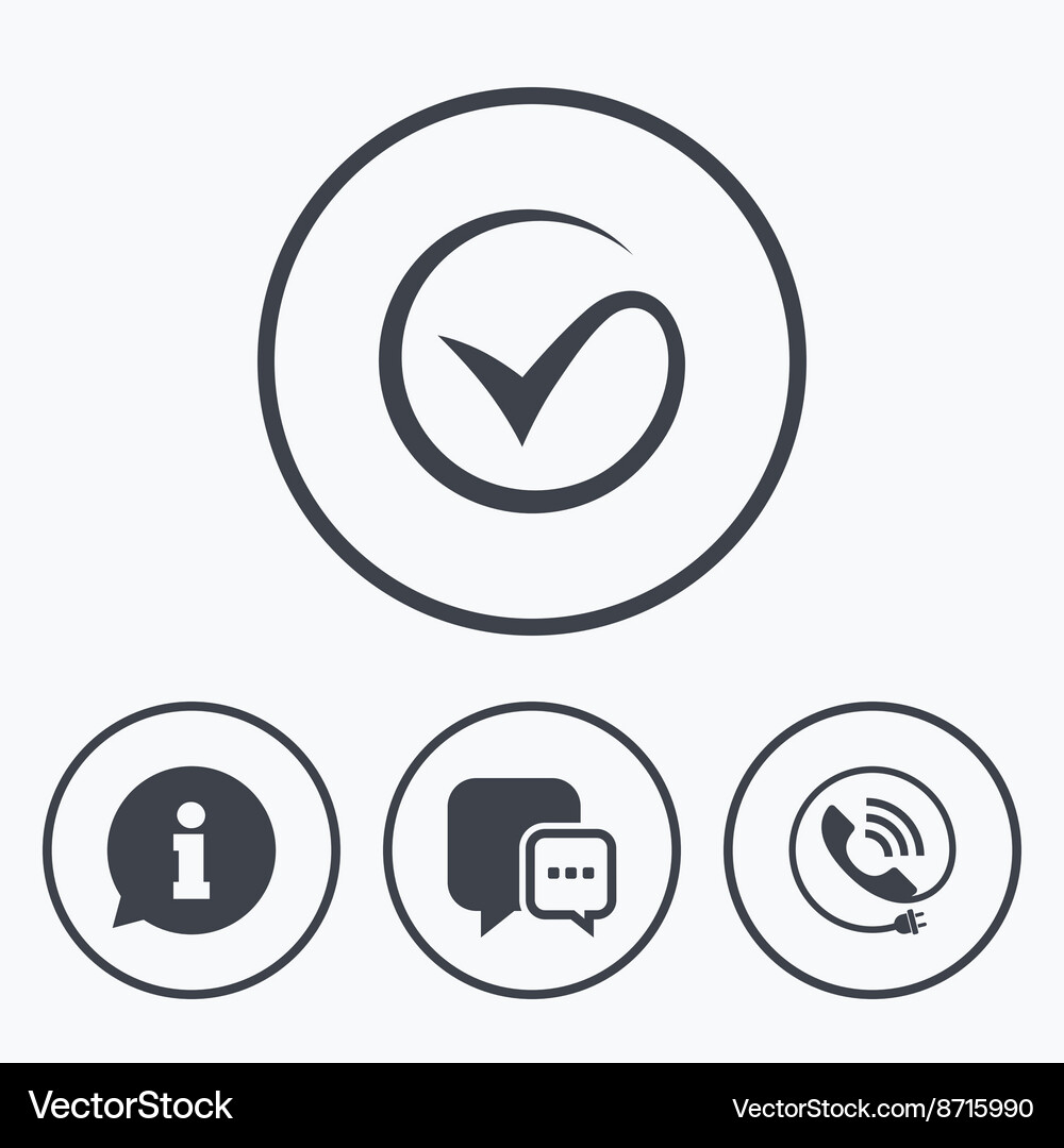 Check or tick phone call and information sign Vector Image