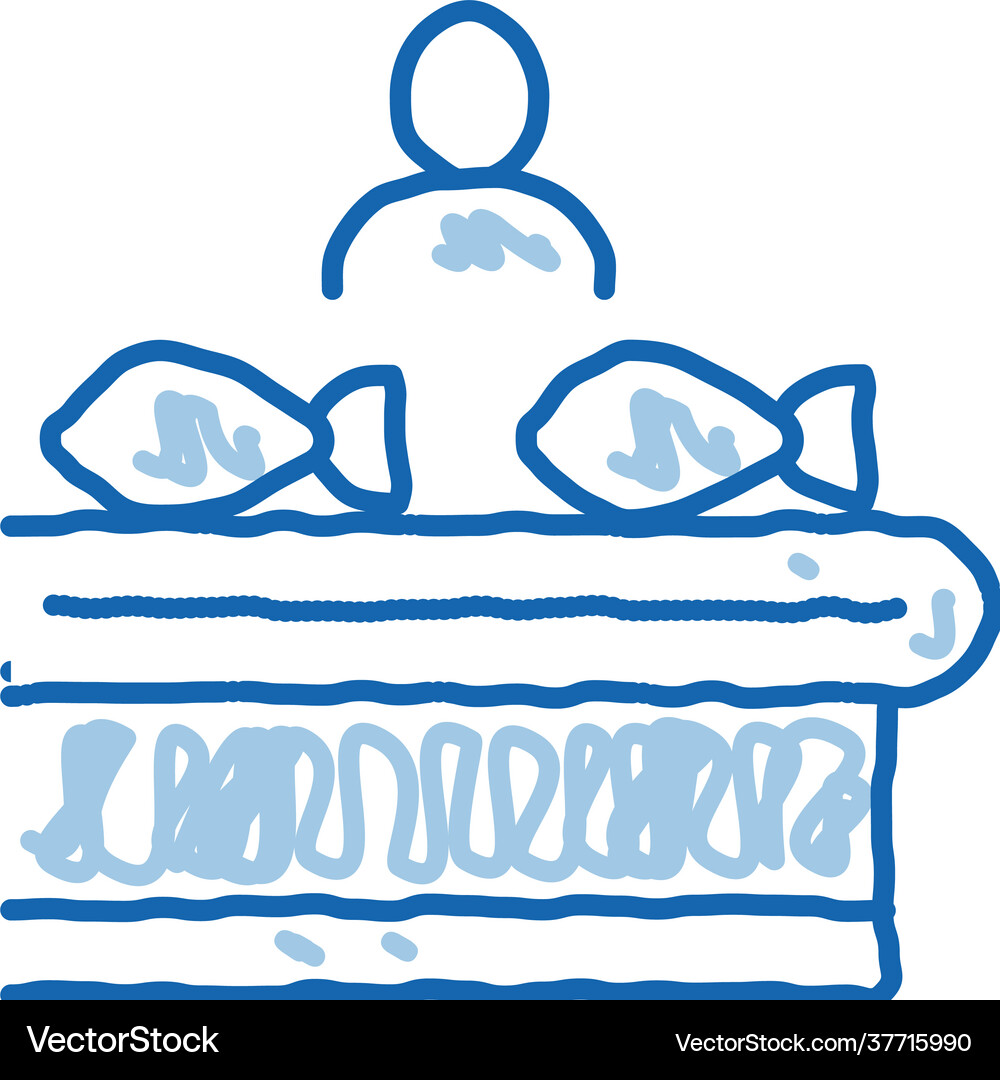 Fish factory worker doodle icon hand drawn Vector Image