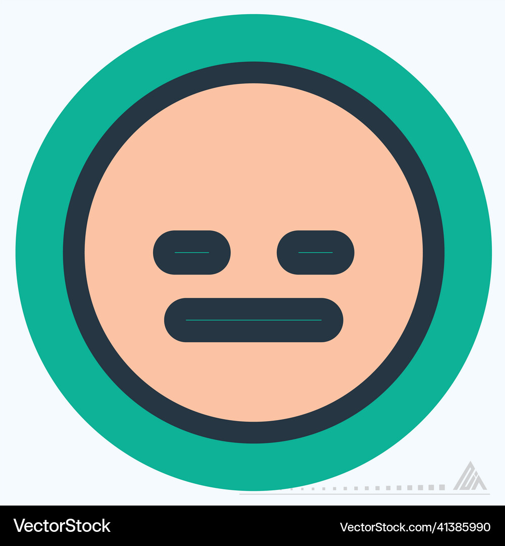 Icon emoticon straight face - color mate style Vector Image