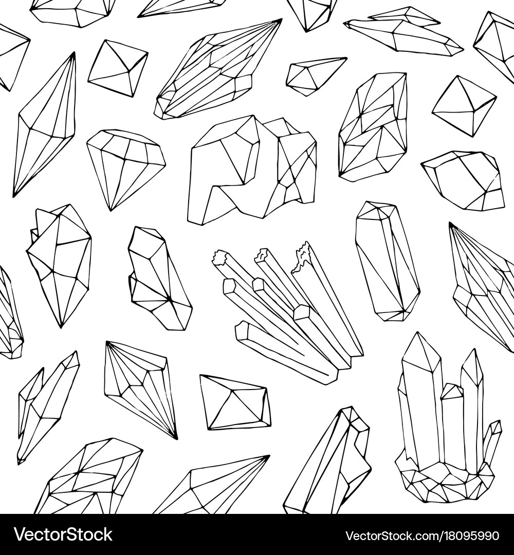 Monochrome seamless pattern with beautiful faceted
