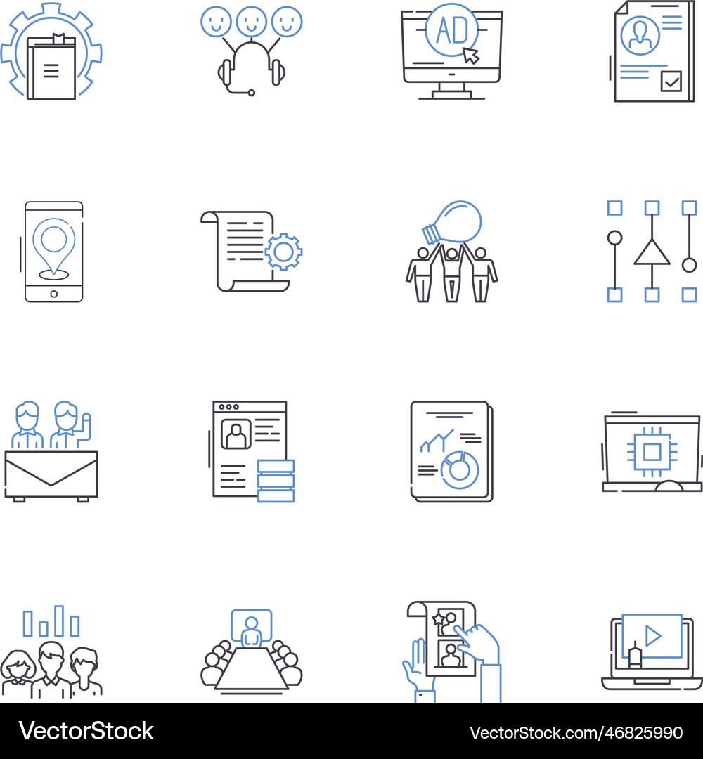 News coverage line icons collection headlines Vector Image