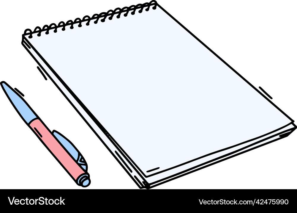 Note pad and pen icons outlined on white Vector Image