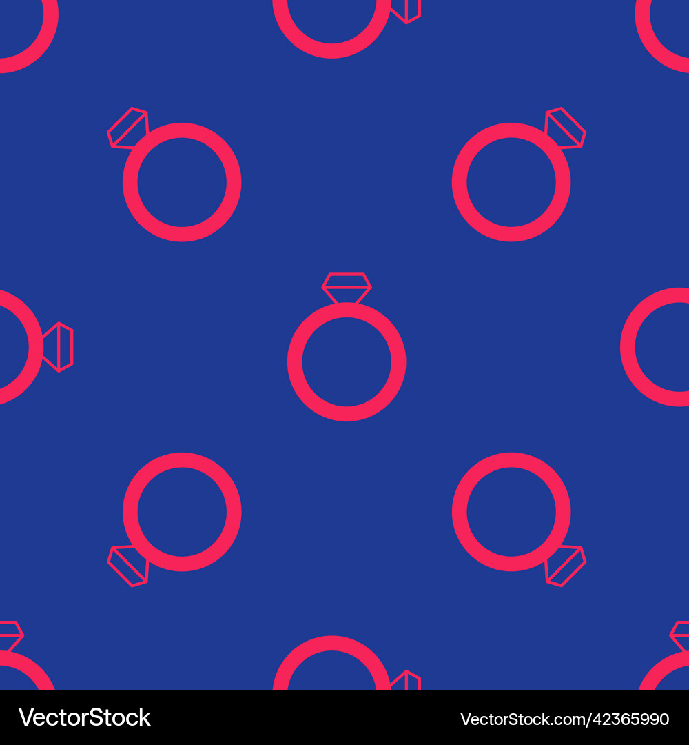 Red diamond engagement ring icon isolated seamless