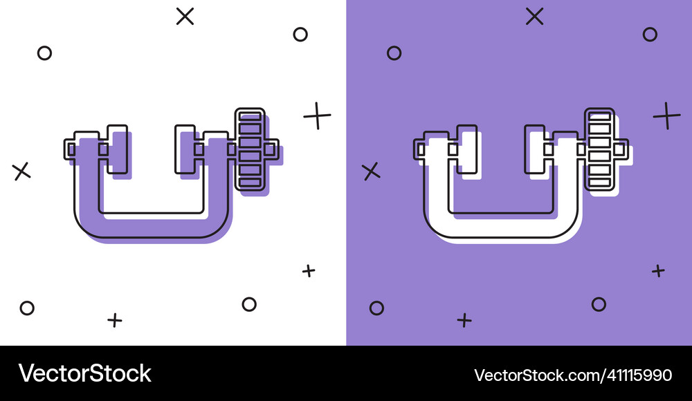 Set clamp and screw tool icon isolated on white Vector Image