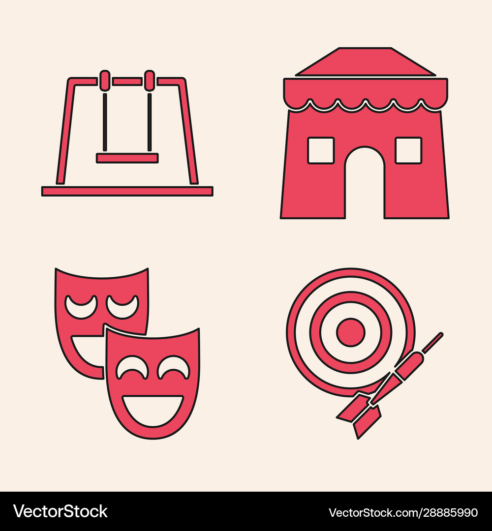 Set classic dart board and arrow swing circus Vector Image