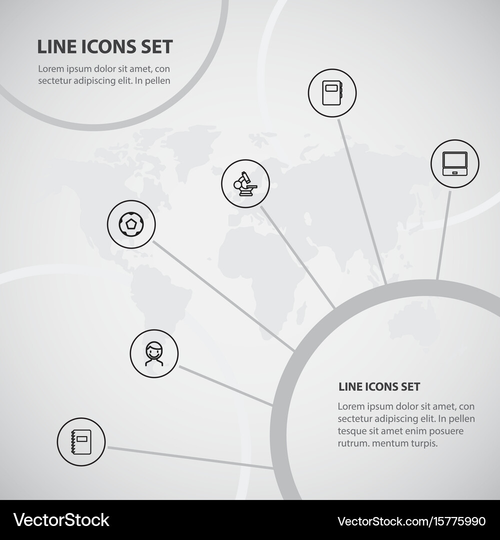 Set of 6 editable education icons includes Vector Image
