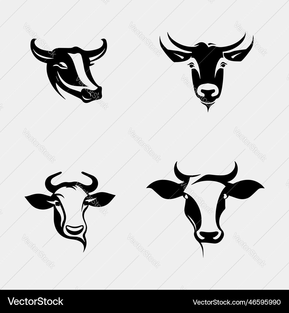 Set of cow head design idea Royalty Free Vector Image
