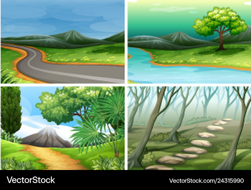 Set of nature scenes Royalty Free Vector Image