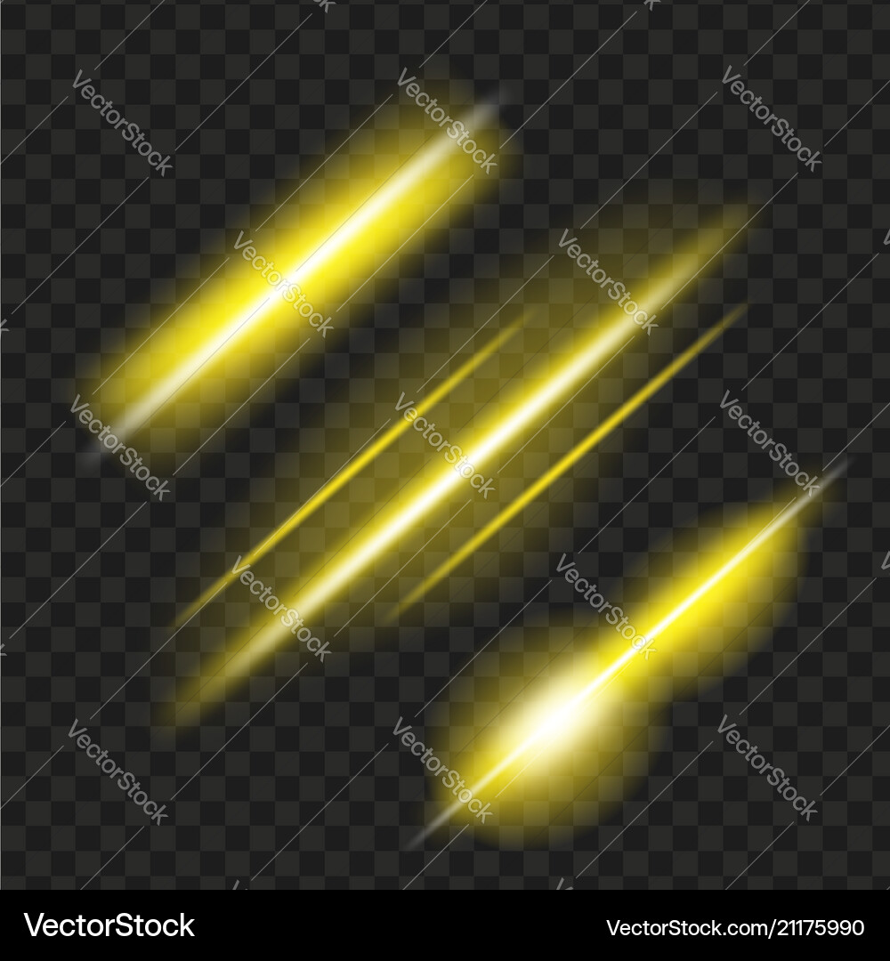 Set of yellow glowing light effect isolated Vector Image