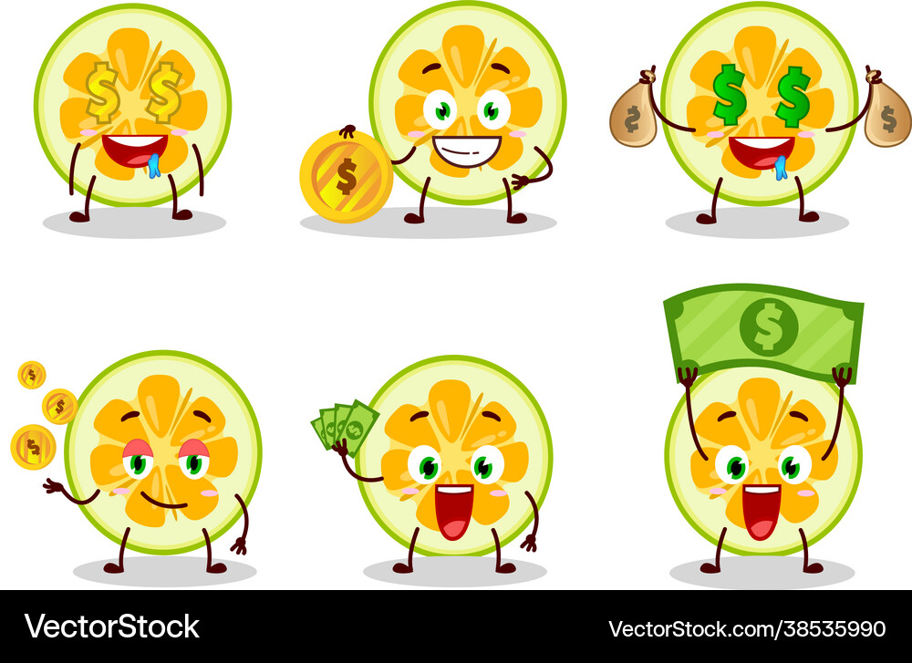 Slice jackfruit with cute emoticon bring money Vector Image