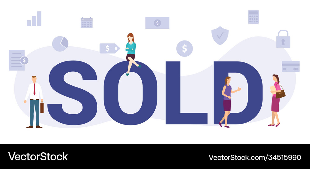 Sold concept with modern big text or word Vector Image