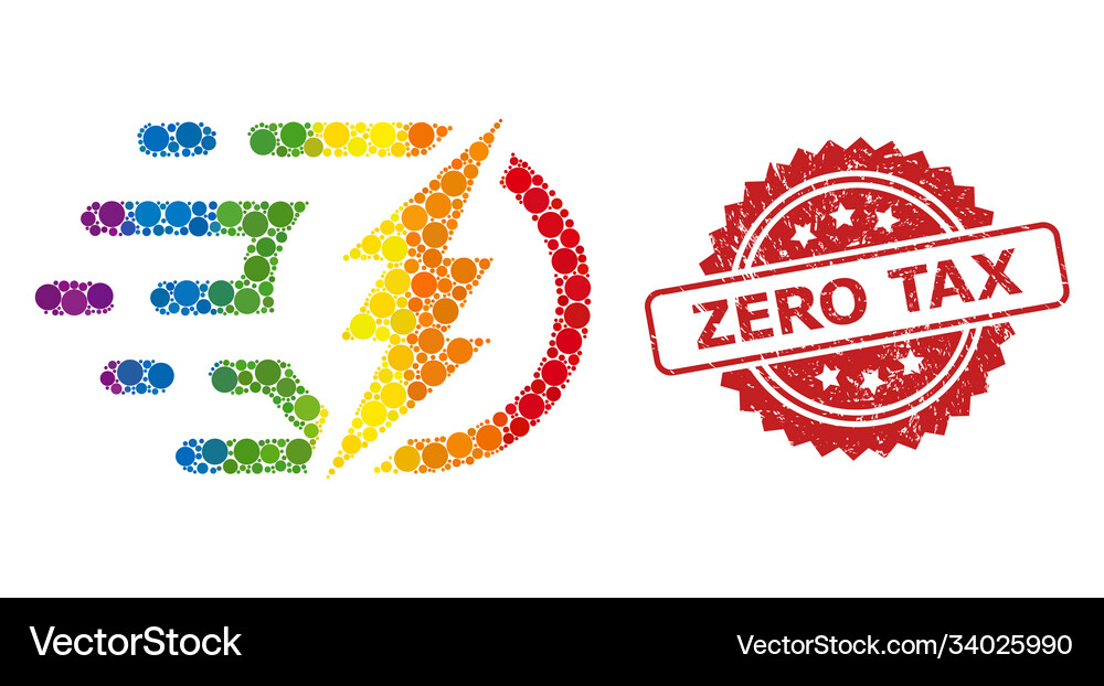 Textured zero tax stamp and spectrum electrical Vector Image
