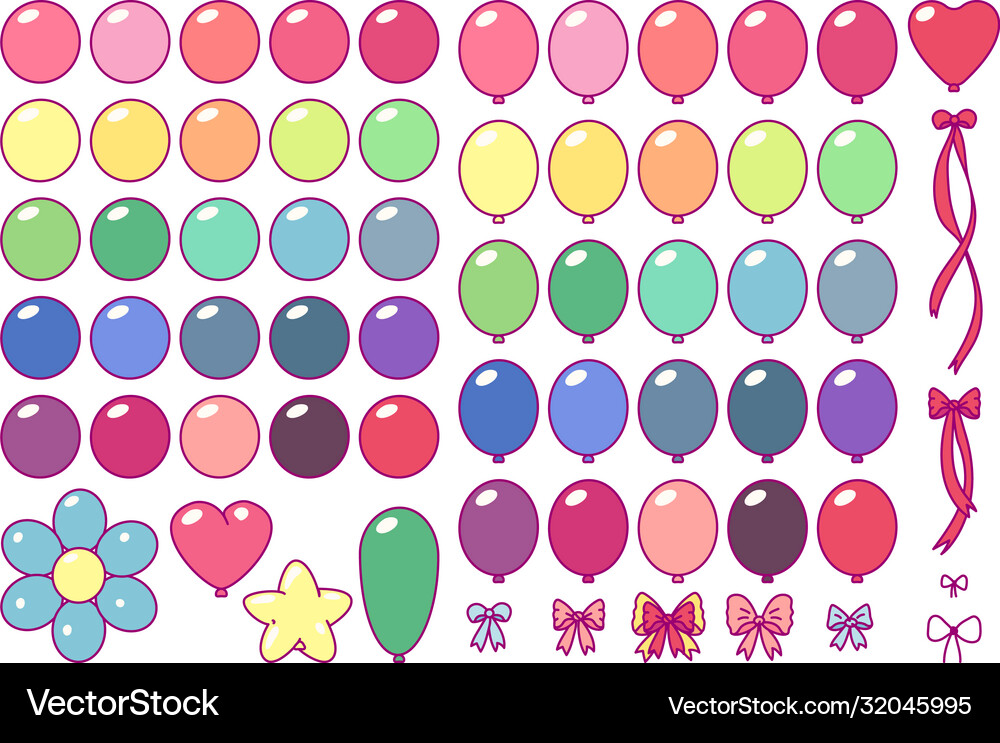 Balloons set clip art Royalty Free Vector Image