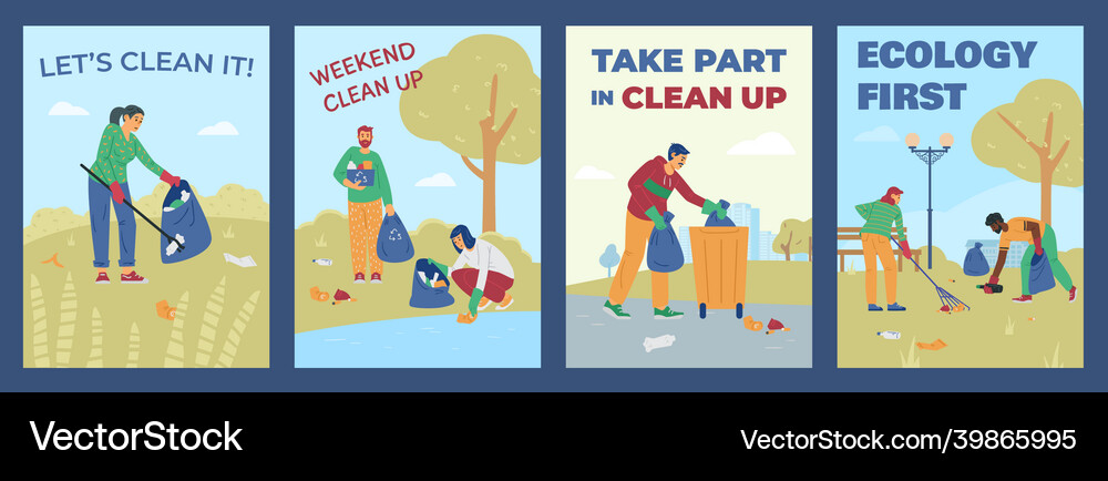 Banners set for environment cleaning up events Vector Image