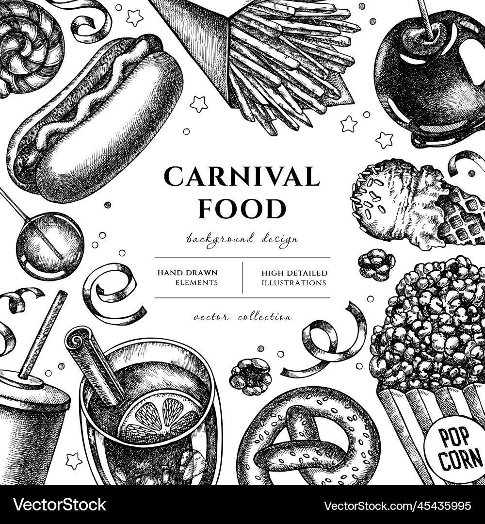 Carnival food hand drawn design Royalty Free Vector Image