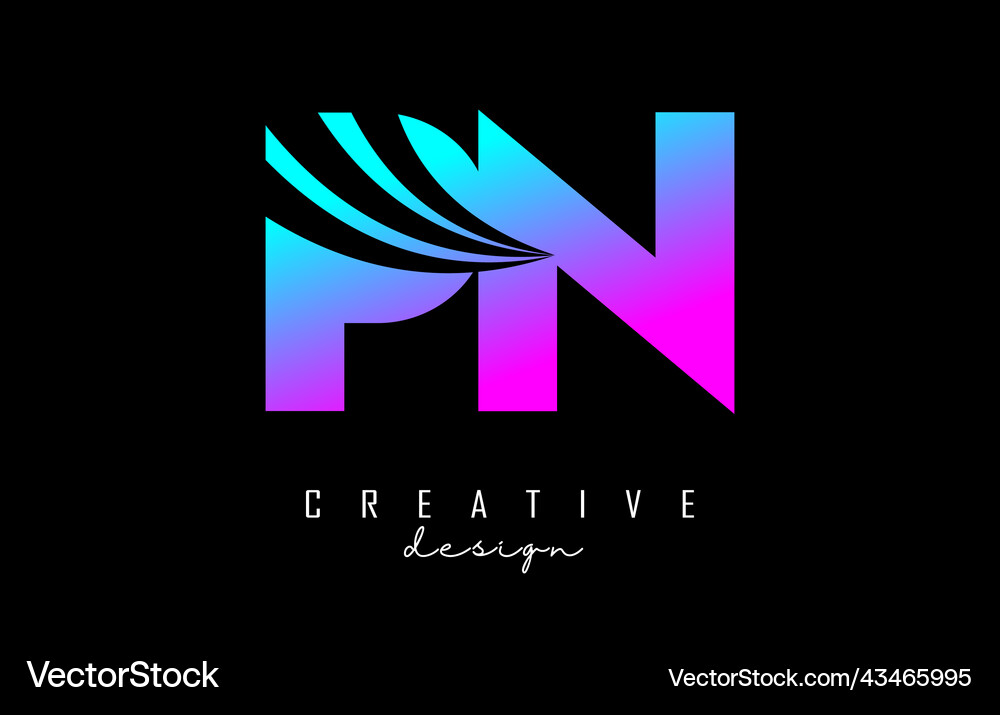 Creative colorful letters pn p n logo Royalty Free Vector