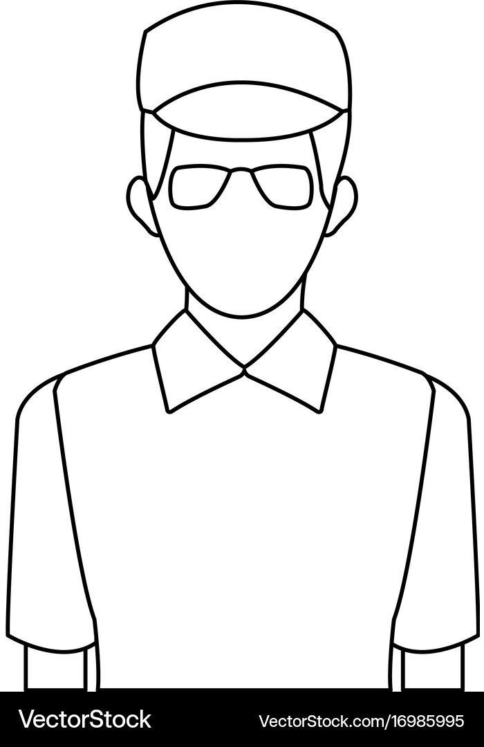 Delivery man in blue uniform with glasses Vector Image