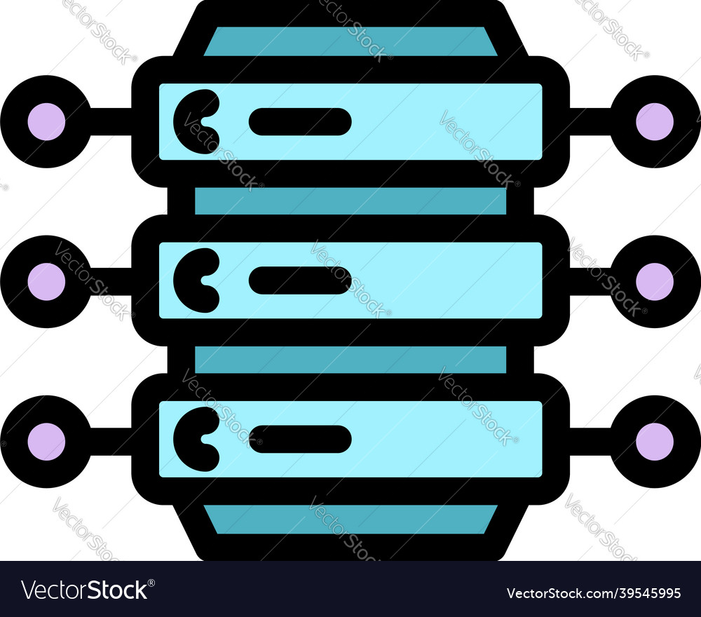 Digital server data icon color outline Royalty Free Vector