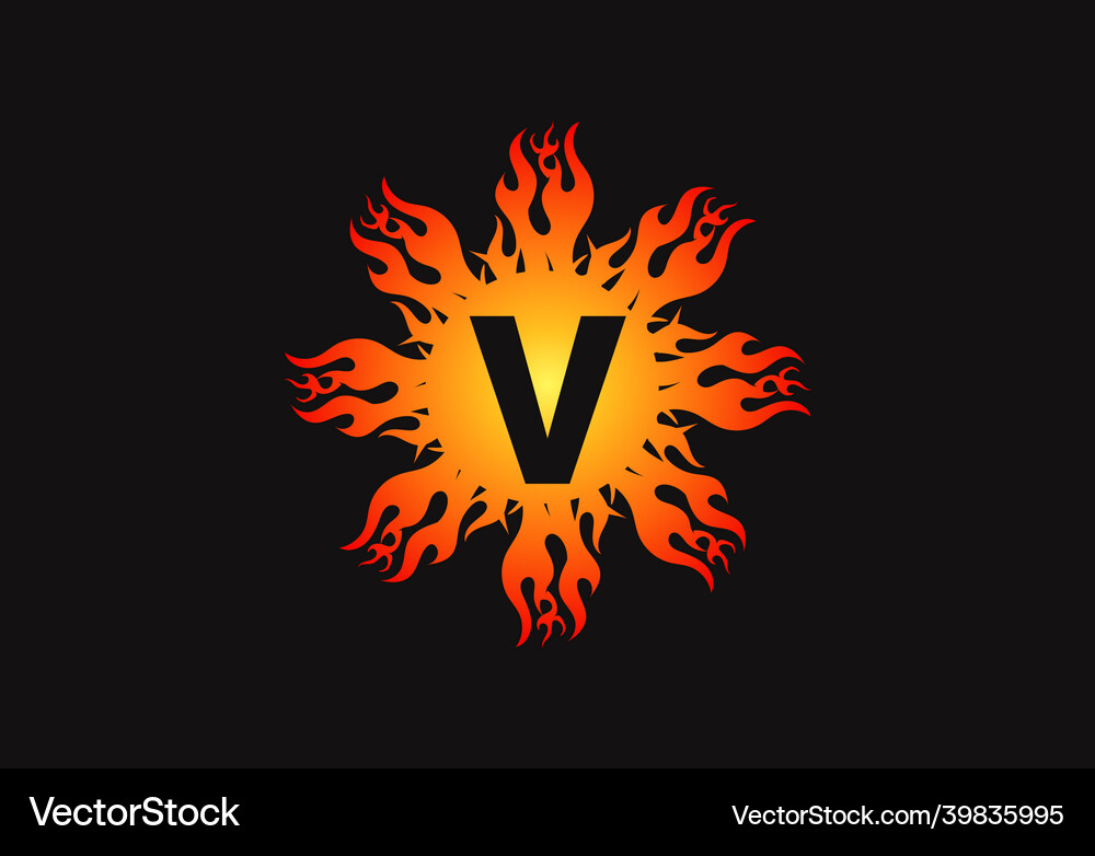 Fire v letter logo and icon design template Vector Image